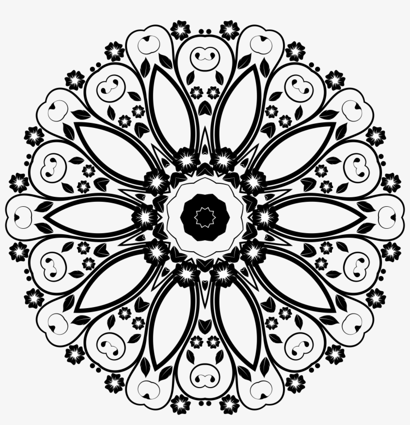 Big Image - Wheel Flower Design Black & White Transparent PNG ...