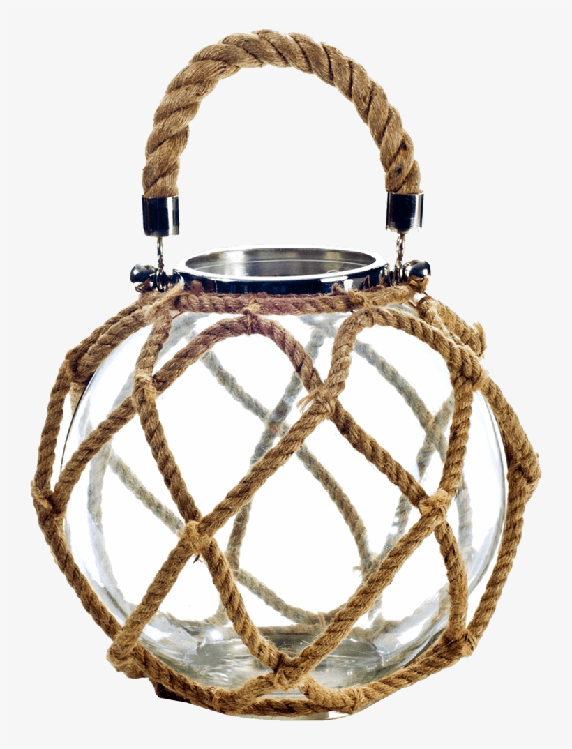 Jute Rope Glass Globe Lantern/candle Holder I - Lantern Transparent PNG ...