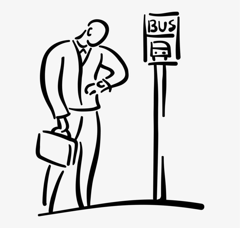 Vector Illustration Of Commuter Passenger Checks Time - Waiting At The ...