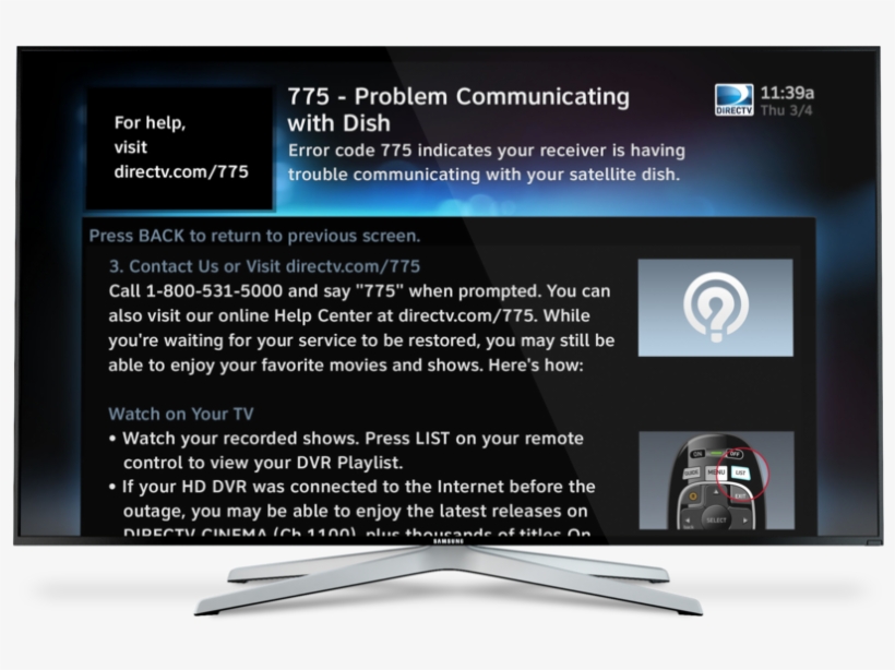 New Dish 3 - Error Code Stb Directv Transparent PNG - 1000x750 - Free ...