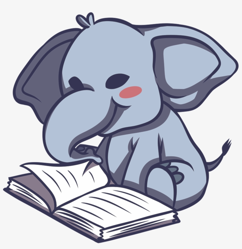 Elephant Reading Book - Cartoon Transparent PNG - 2500x2500 - Free ...