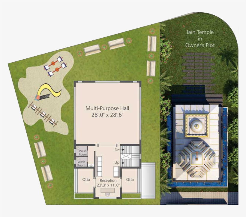 Digamber Jain Temple - Layout Building Top View Transparent PNG ...