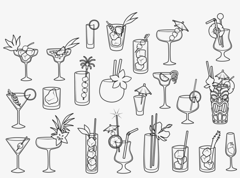 Png Transparent Library Cocktail At Getdrawings Com - Cocktail Line ...
