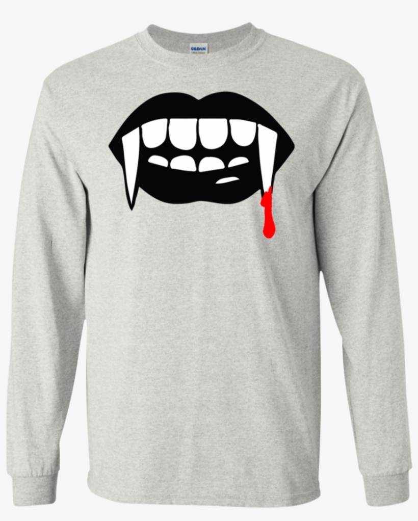 Black Vampire Fangs Halloween Ls T Shirt - Long-sleeved T-shirt ...