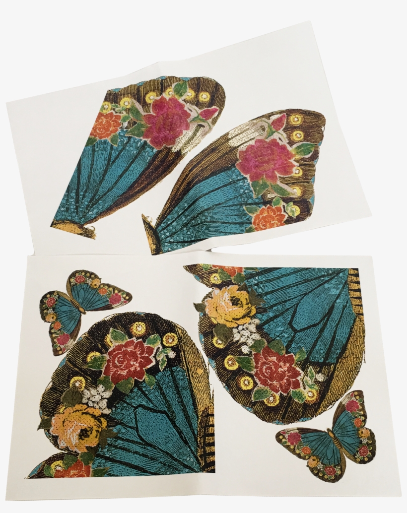 Turquoise & Pink Large Butterfly Collage Sheets - Motif Transparent PNG ...