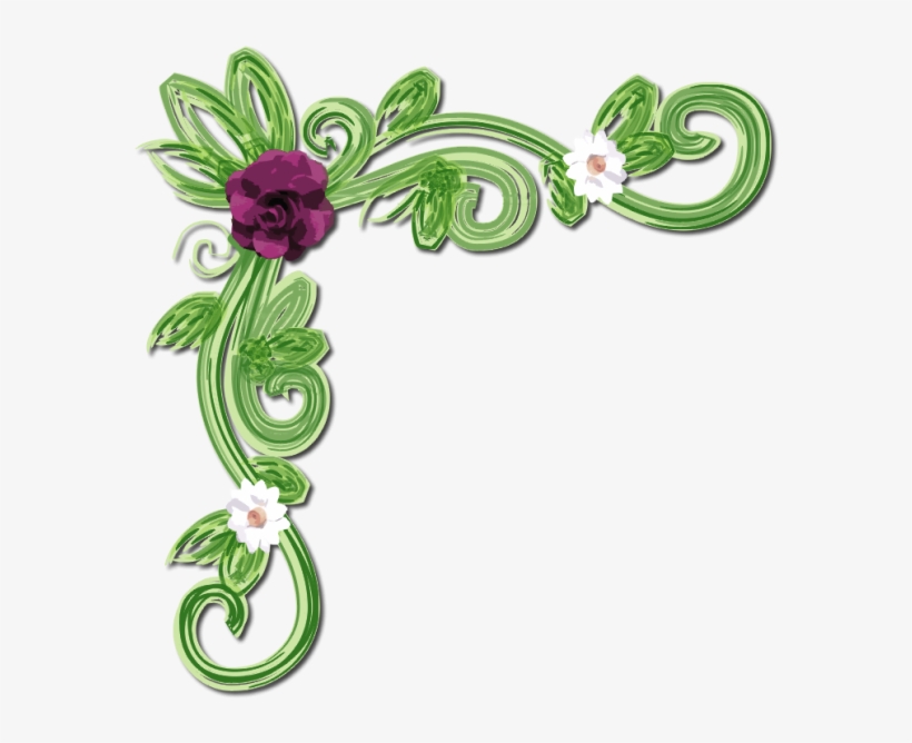 Floral Corner - Green Corner Flower Png Transparent PNG - 589x600 ...