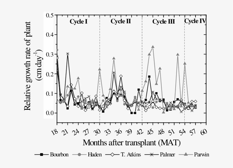Relative Growth Rate Of Mango Trees, During Four Productive - Diagram ...