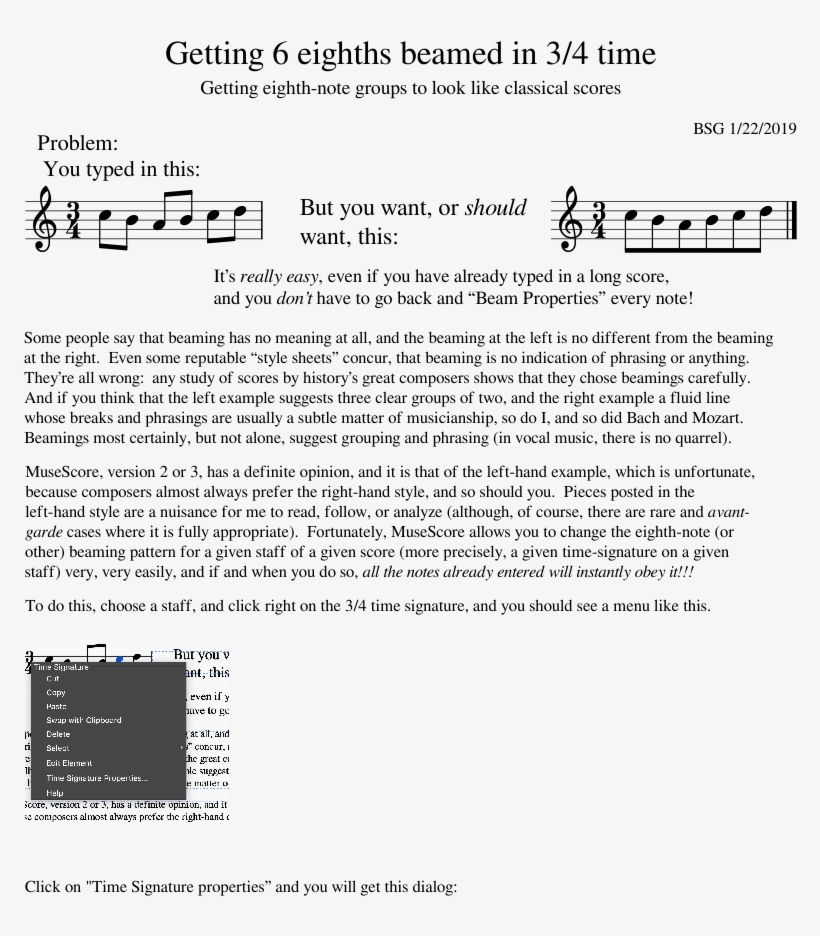 Beaming Eighth Notes In 3/4 The Right Way Easily Sheet - Document ...
