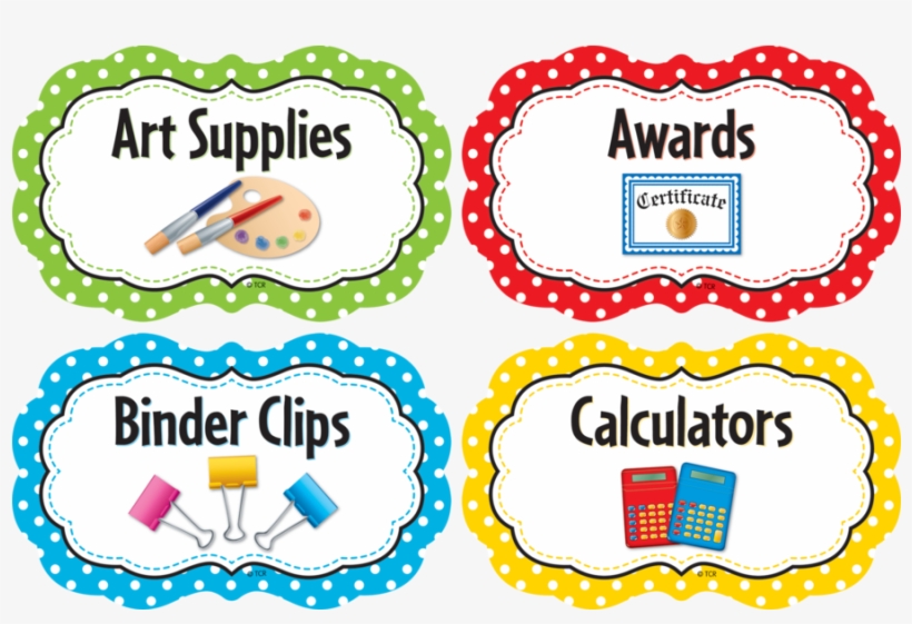 Tcr3565 Polka Dots Classroom Supply Labels Image - Teacher Created ...