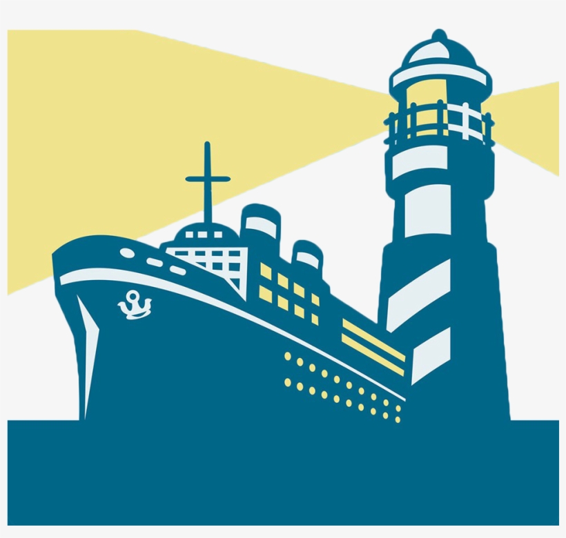 Cargo Ship Lighthouse Boat Clip Art - Lighthouse And Ship Png ...