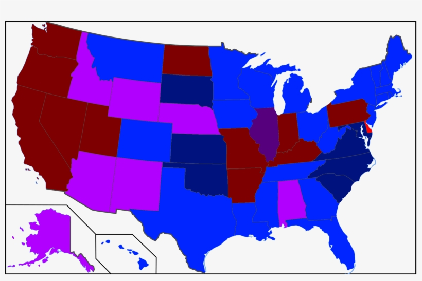 Legal Drinking Age In 1975 - Us Map 2000 Election Transparent PNG ...
