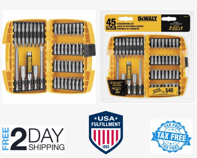 Stock Photo - Dewalt Dw2166 Screwdriving Set 45 Piece Transparent PNG ...