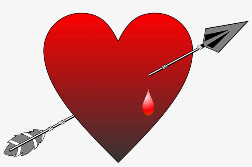 Red Heart With Arrow And Blood Drop - Heart Transparent PNG - 1122x1089 ...