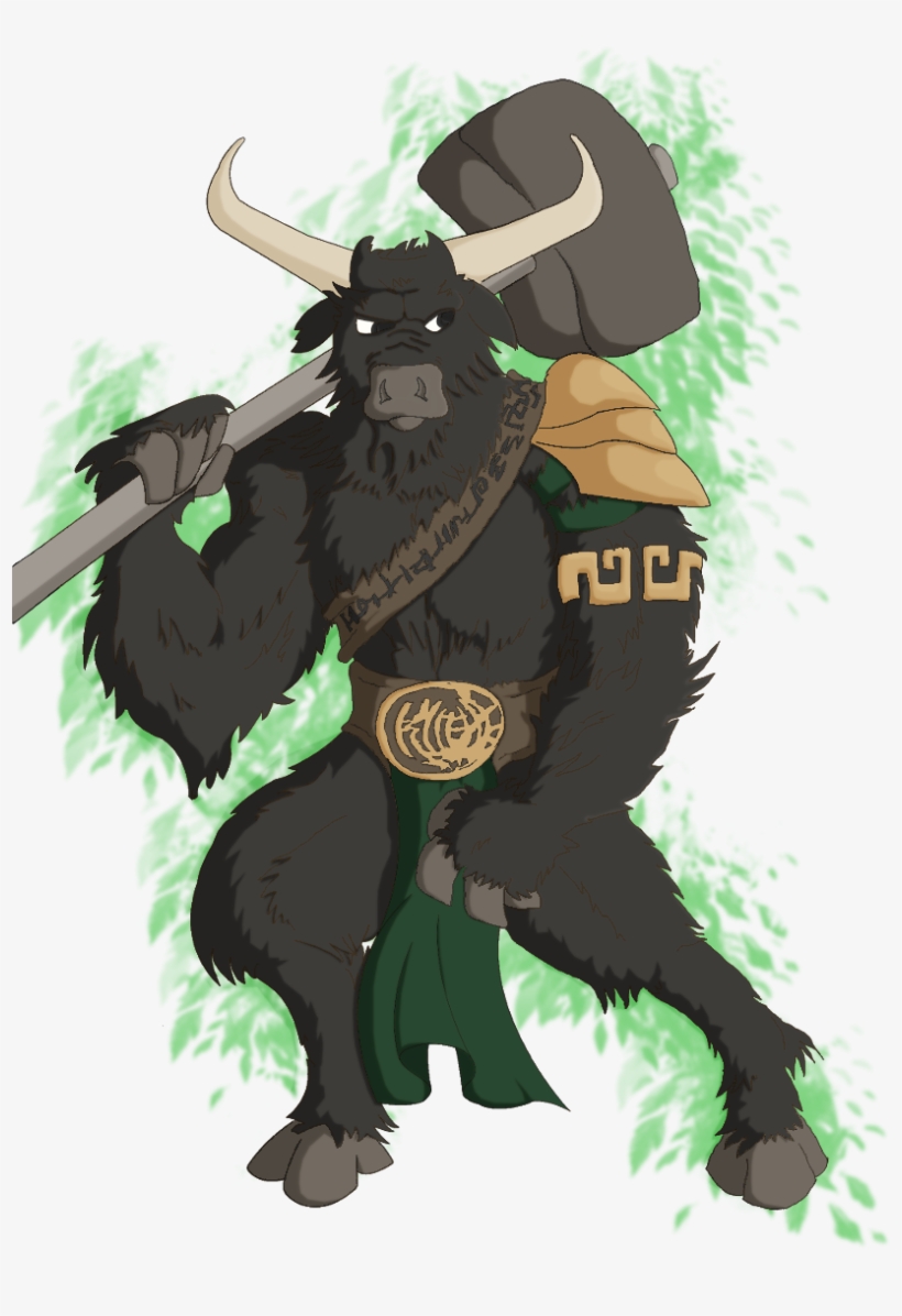 Minotaur004 Black - Minotaur With Maul Transparent PNG - 814x1130 ...