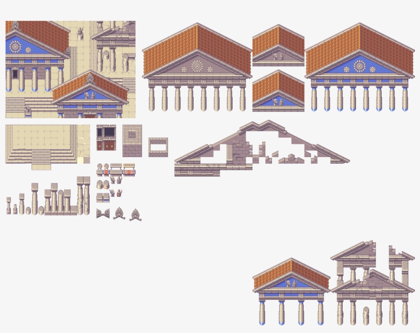 Classical Temple Tiles - Temple Pixel Sprites Transparent PNG ...