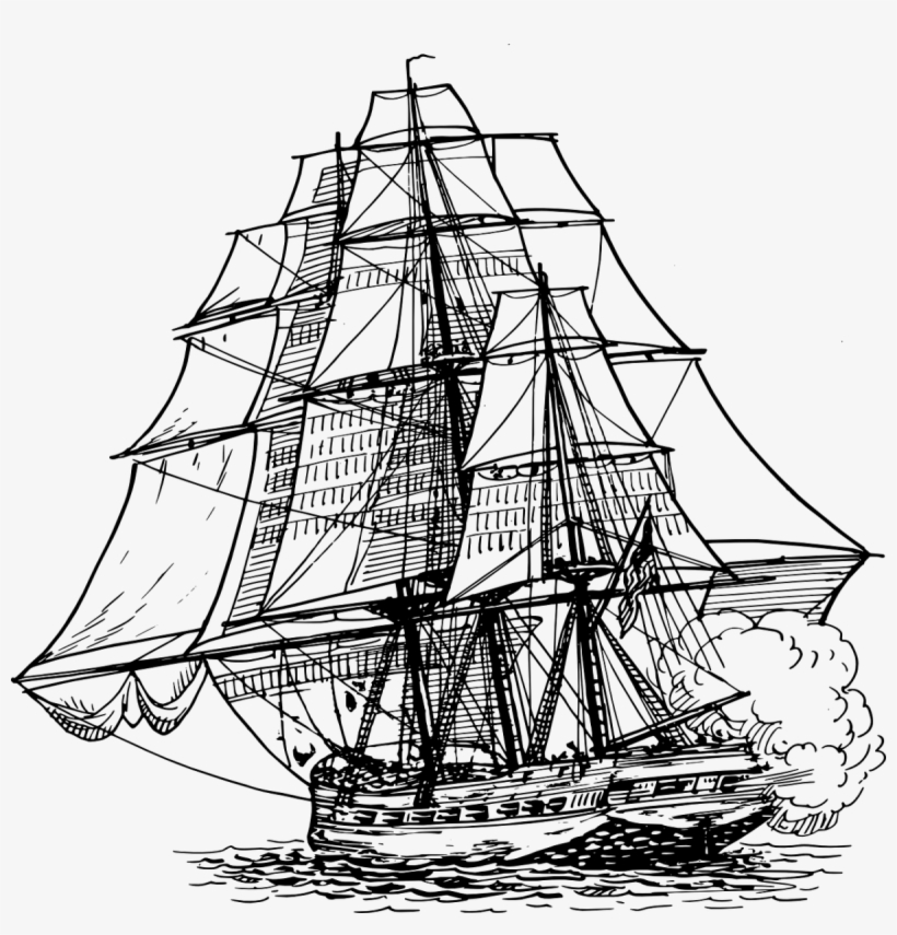 Clipper Ship Clipart - Frigate Drawing Transparent PNG - 1200x1193 ...