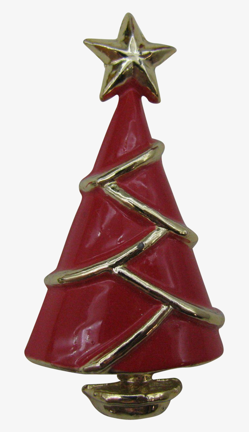 Modern Red Enameled Christmas Tree Pin - Christmas Tree Transparent PNG ...