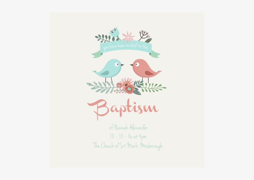 Download Template For The Birds Baptism Invitations Design - Design ...