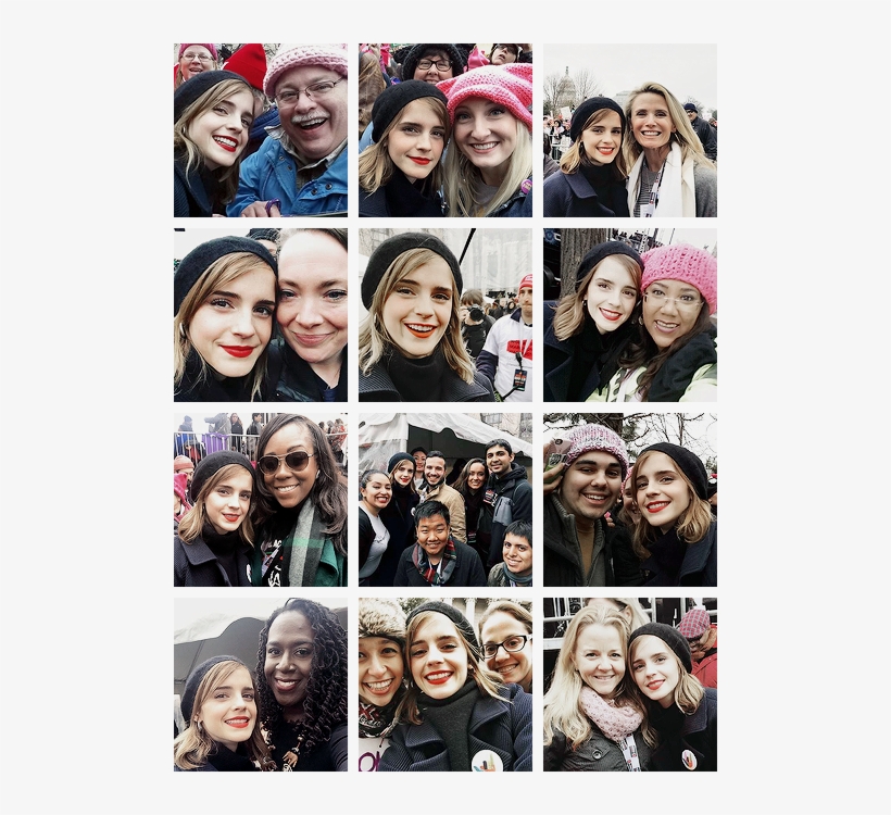 “emma Watson With Fans And Marchers At The Women's - Collage ...