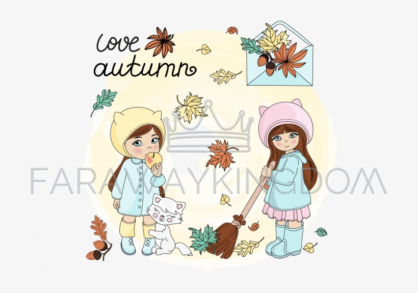 Autumn Leaves Fall Season Children Vector Illustration - Autumn ...