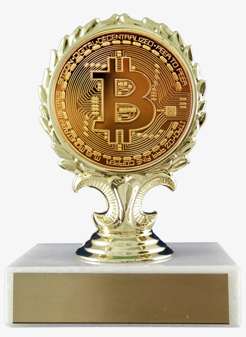 Bitcoin Logo Trophy On Flat White Marble - Trophy Transparent PNG ...