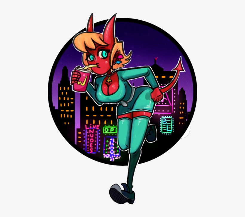 An Oni Girl In Underville, An 80's Themed Metropolis - Cartoon ...