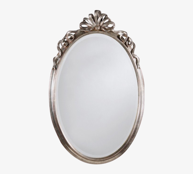 Neo Classic Oval Ribbon Carved Silver Mirror - Mirror Transparent PNG ...