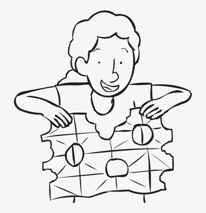 Back Person Unfolding Sheet Of Paper Which Has Holes - Cartoon ...