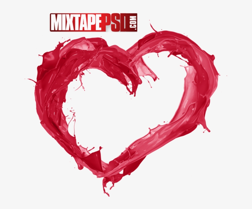 Red Paint Splash Paint Heart - Heart Paint Splash Transparent PNG ...