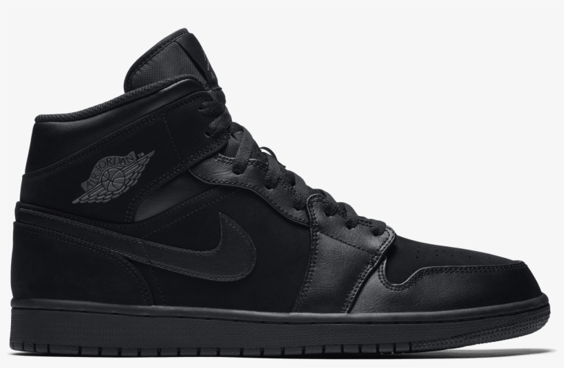 Air Jordan 1 Mid Shoe - Air Jordan 1 Mid Black 2018 Transparent PNG ...