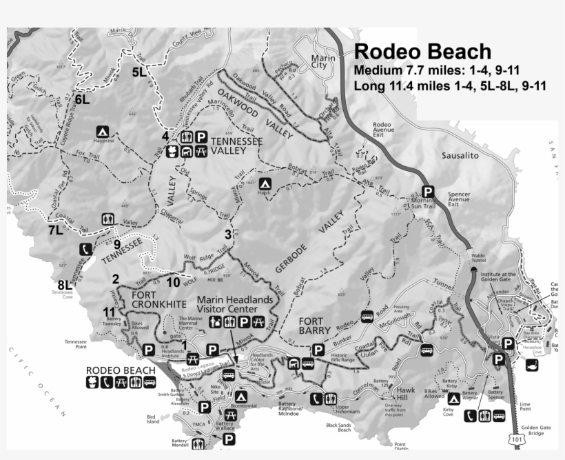 April 2012 Trail Run - Marin Headlands Map Transparent PNG - 1400x1071 ...