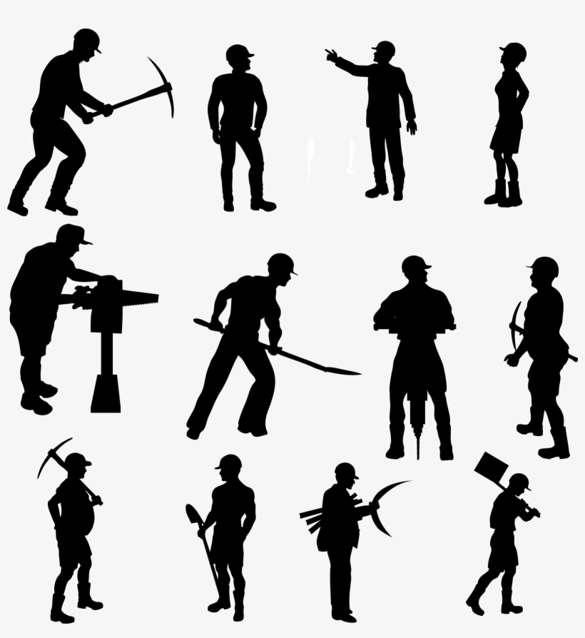 Workers Silhouettes Set - Construction Worker Silhouettes Transparent ...