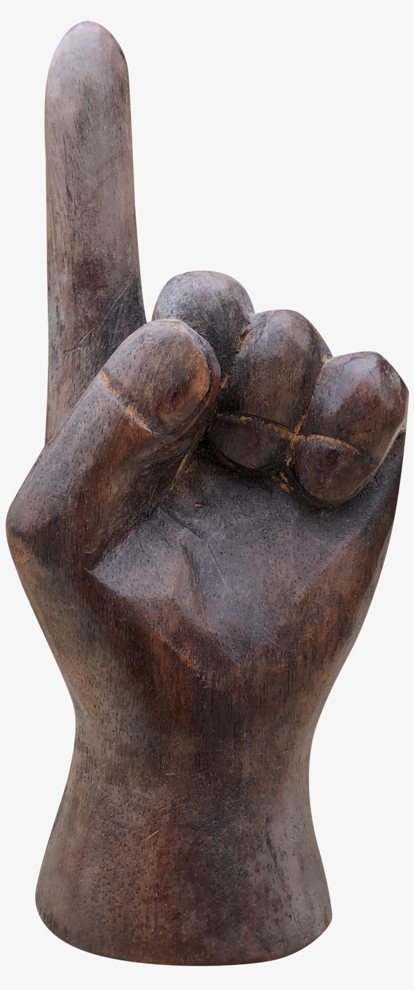 Vintage Wooden Pointing Finger Hand Sculpture - Statue Transparent PNG ...