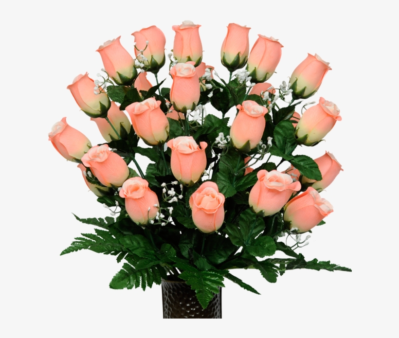 Md1090 Peach Roses With Babys Breath3 - Ruby's Silk Flowers Peach Rose ...