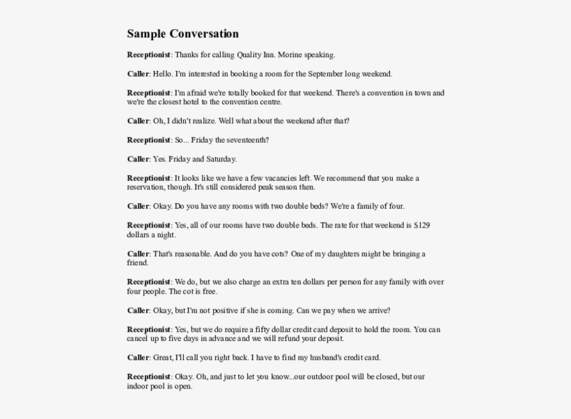Sample Conversation - Document Transparent PNG - 600x776 - Free ...