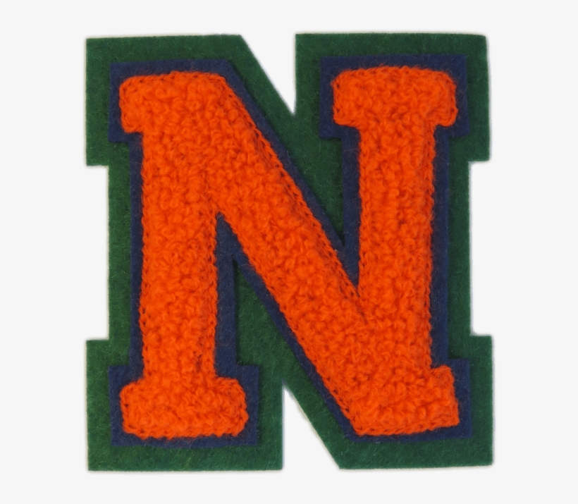 Machine Embroidered Varsity Letter N - Orange Transparent PNG ...