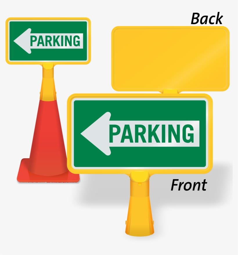 Parking Left Arrow Coneboss Sign - Traffic Cone With Signage ...