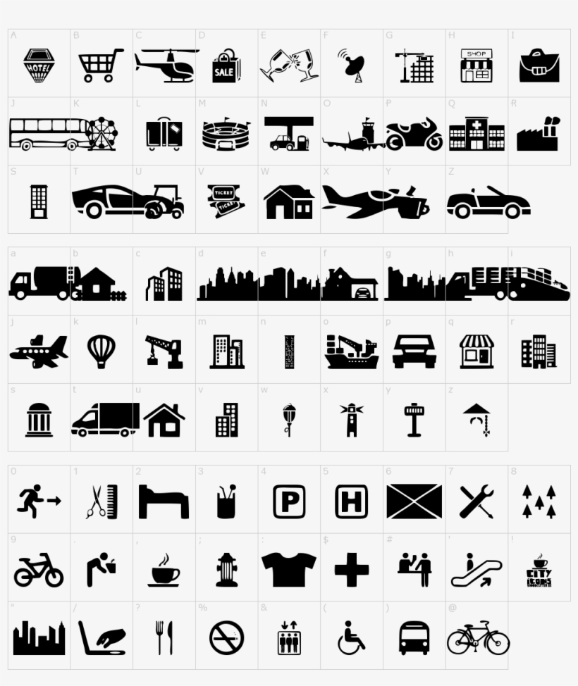 City Icons Font - Calligraphy Transparent PNG - 1000x1150 - Free ...