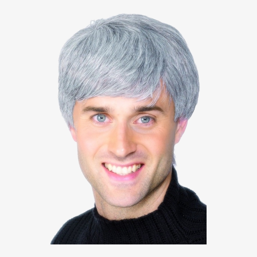 Short Mens Realistic Modern Wig Grey - Man's Wig Transparent PNG ...