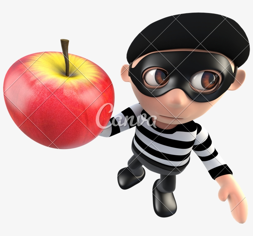 D Funny Burglar - 3d Funny Cartoon Burglar Thief Holding Transparent ...