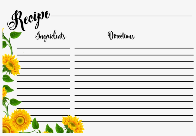 Recipe Card Png - Sunflower Transparent PNG - 1600x1067 - Free Download ...