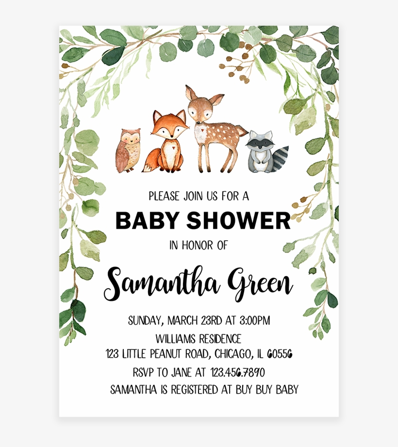 Paper Party Supplies Templates Woodland Theme Baby Shower Editable 