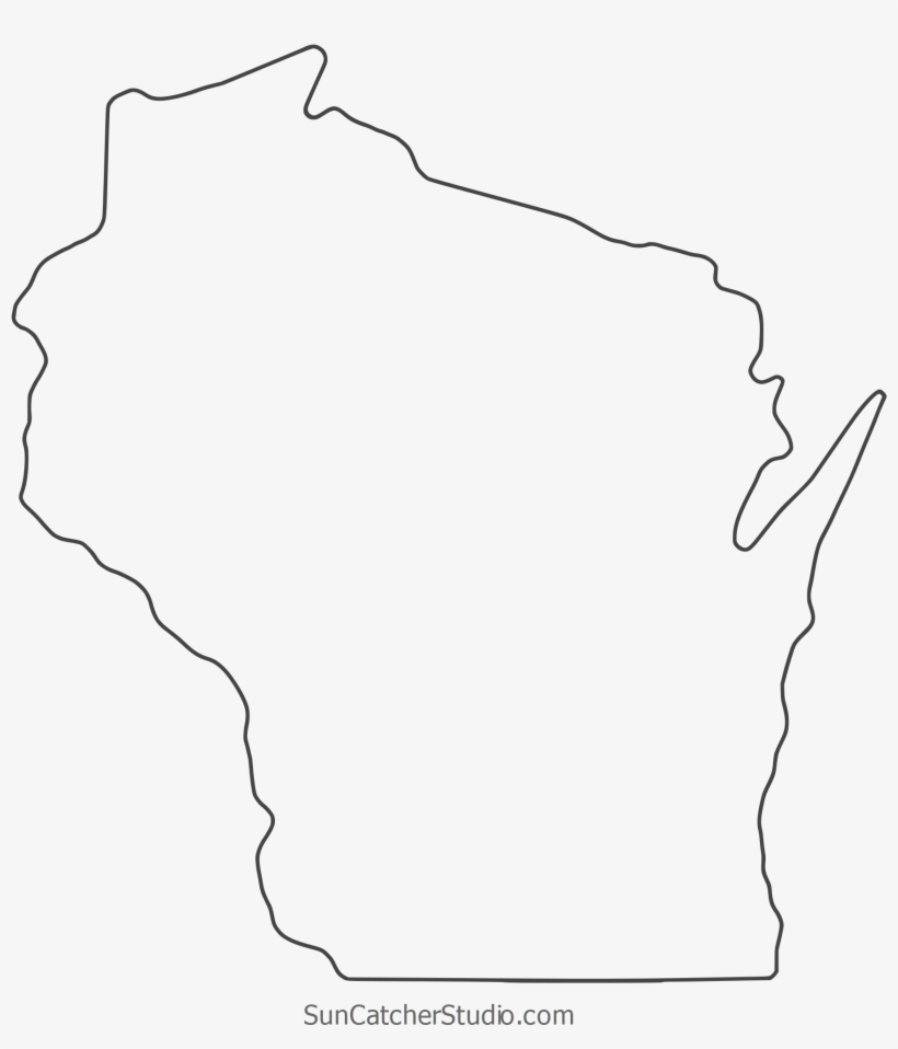 Free Wisconsin Outline Thin Border Cricut Design Or - Line Art ...