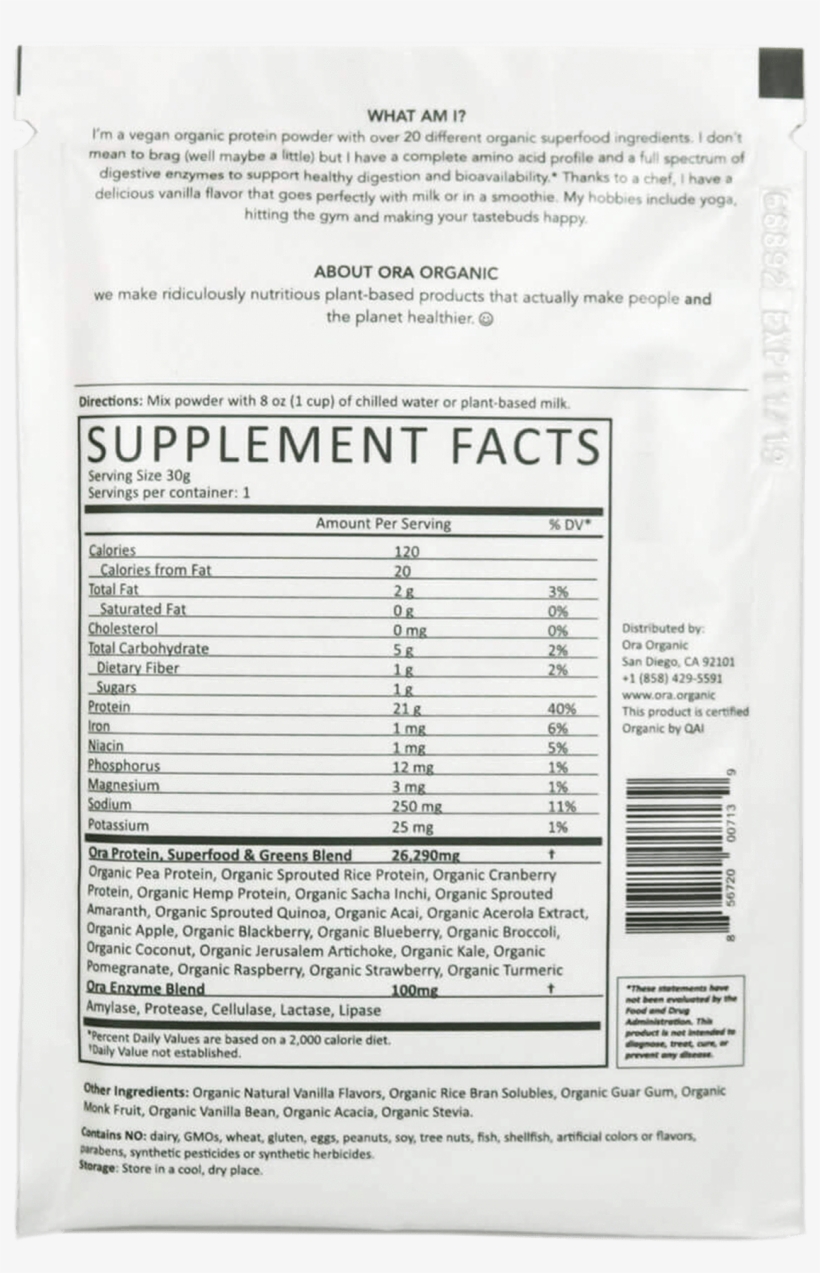 So Lean & So Clean Organic Protein Powder - Ora Organic So Lean & So ...