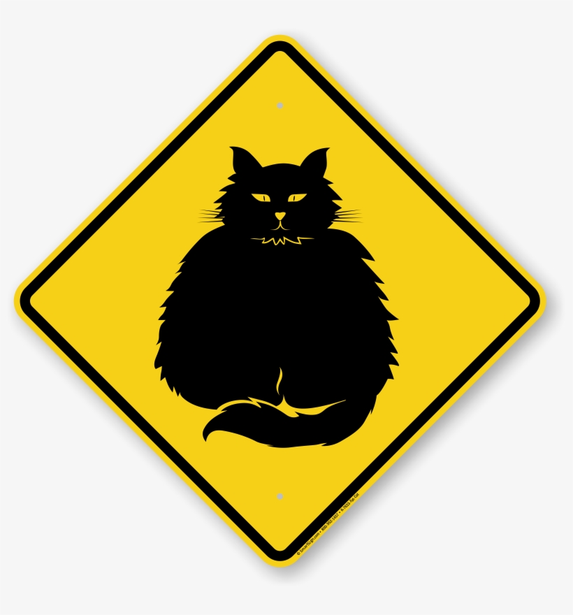 Fat-cat Symbol Guard Cat Sign - Turn Road Sign Transparent PNG ...