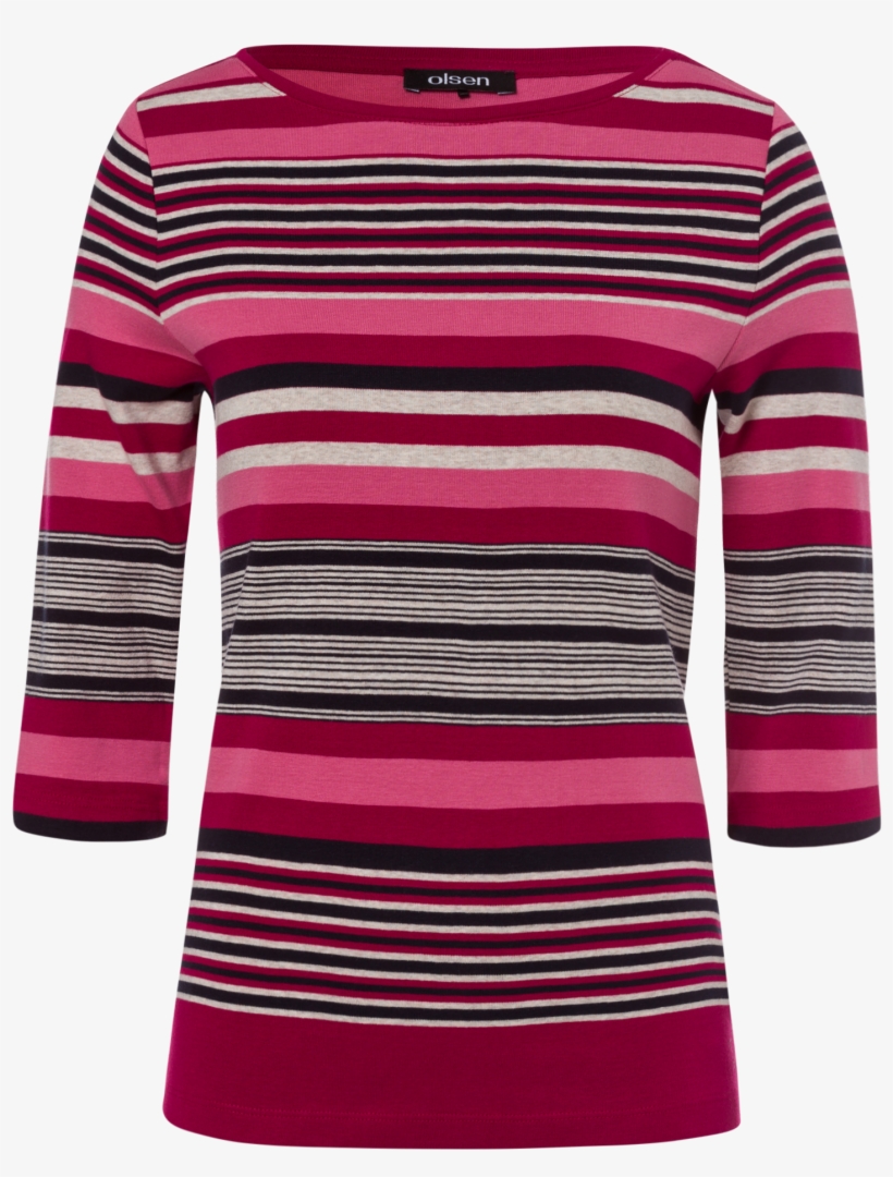 T-shirt Varied Stripe Pattern - Frank Walder Longsleeve Rose - Ronde ...