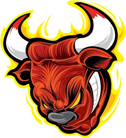 Download Printed Vinyl Angry Bull Head In Flames - Sticker - HD ...