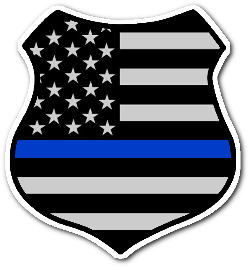 Download Thin Blue Line American Flag Shield Sticker - Blue Line Flag ...