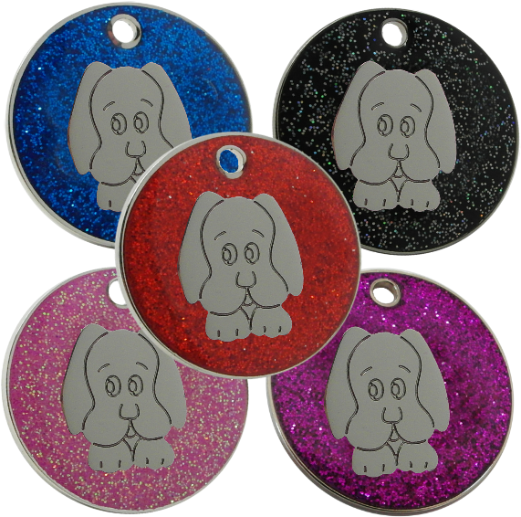 Download HD Glitter Pet Id Dog Tags With Dog Face Motif - Pet Tag ...