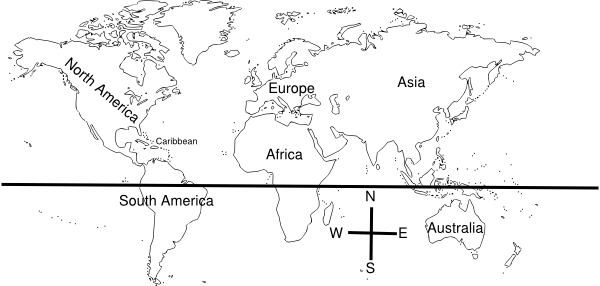 Download World Map With Continents And Caribbean Labelled Clip - World ...